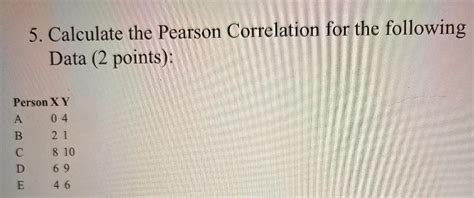 Solved Calculate The Pearson Correlation For The Chegg