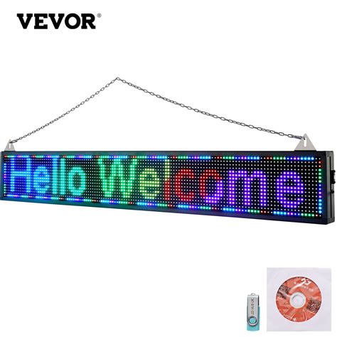 Led Scrolling Sign 52 X 8 Wifi And Usb Control Full Color P10 Programmable Display Indoor