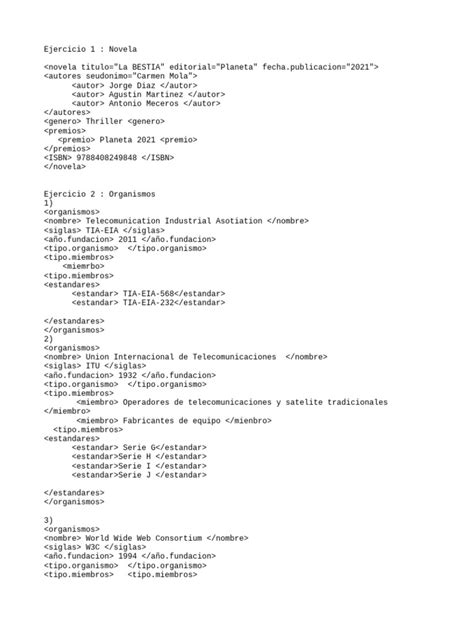 Ejercicios Xml Pdf Instituto De Ingenieros Eléctricos Y Electrónicos Informática