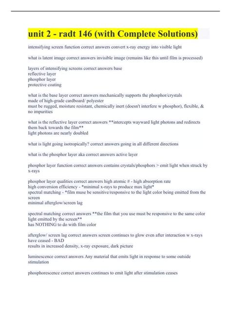 Unit 2 Radt 146 With Complete Solutions Radt 146 Stuvia Us
