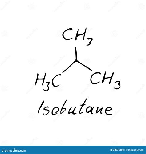 Isobutane Molecule Formula Hand Drawn Imitation Of Isobutane