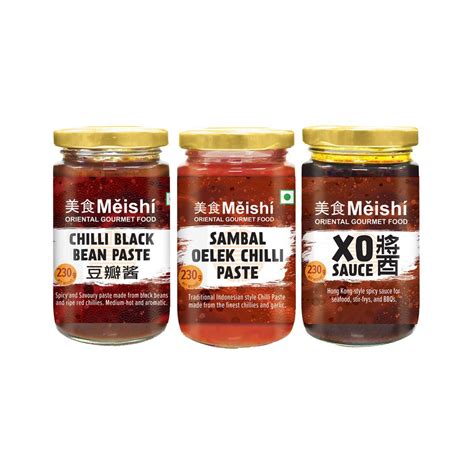 Meishi Combo Of Chilli Black Bean Paste Sambal Oelek Chilli Paste