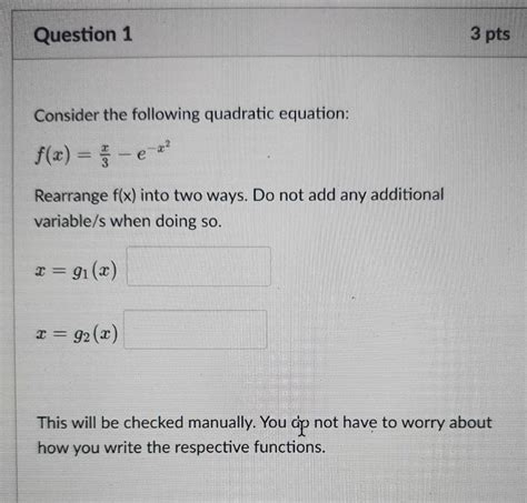 Solved Consider The Following Quadratic Equation Chegg