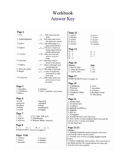 Workbook Answer Key