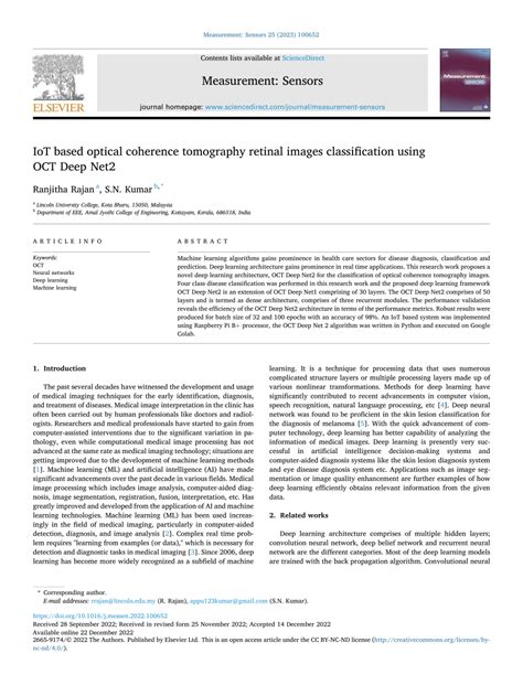 Pdf Iot Based Optical Coherence Tomography Retinal Images