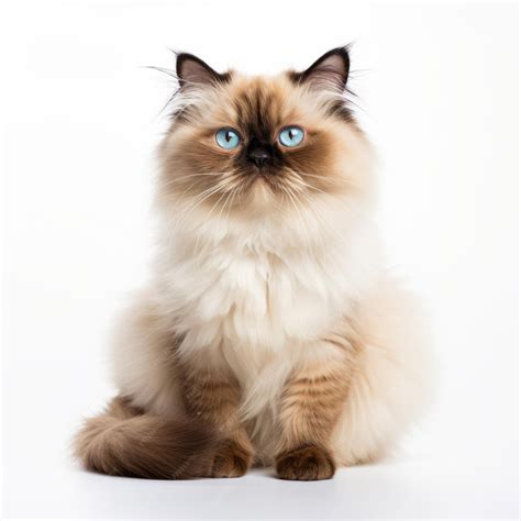 Premium Photo Stunning Himalayan Cat With Long White Hair And Blue Eyes