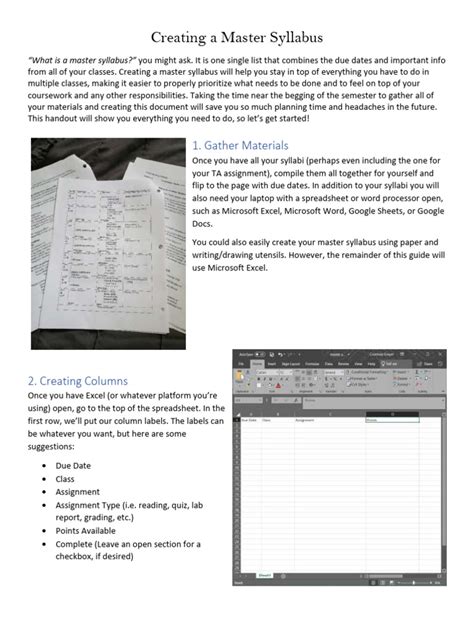 work life handout creating a master syllabus download free pdf