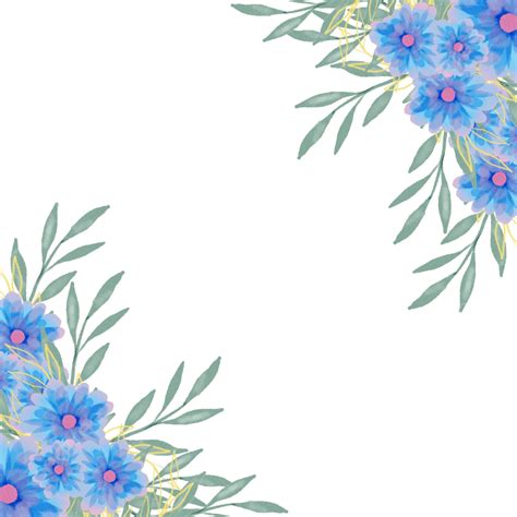 Blue Flower Corner Border