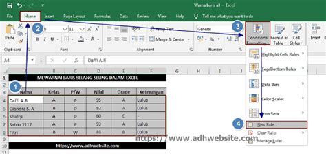 Mewarnai Baris Dalam Excel Manual Selang Seling Dengan Kriteria Dan Menggunakan Rumus