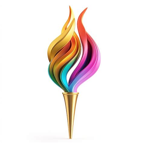 premium photo torch with colorful flames isolated on white background