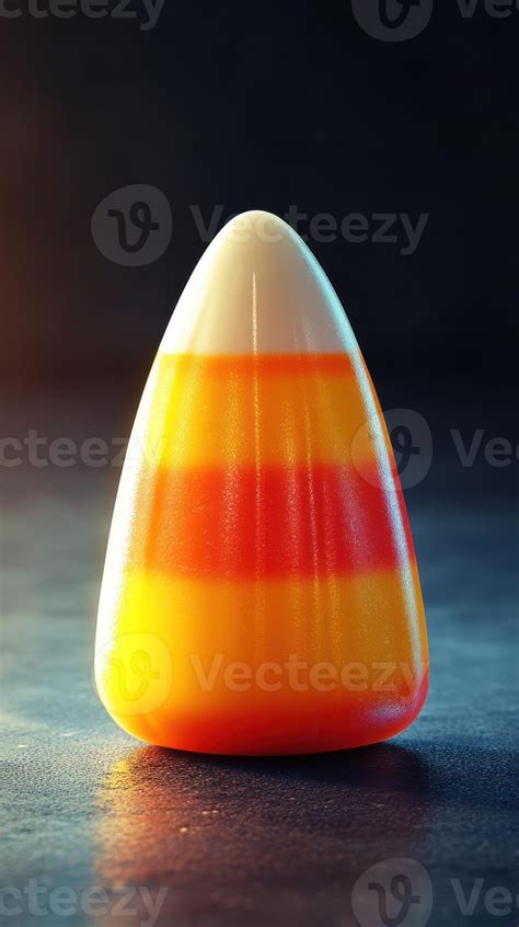 Colorful Candy In The Shape Of A Corn Kernel Displayed On A Rustic Surface With Soft Lighting