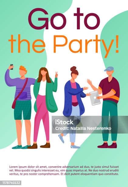 파티 브로셔 템플릿으로 이동합니다 십대 문화 전단지 소책자 평면 일러스트와 전단지 개념 잡지에 대한 벡터 페이지 만화 레이아웃입니다 텍스트 공간이 있는 광고 초대 십대에