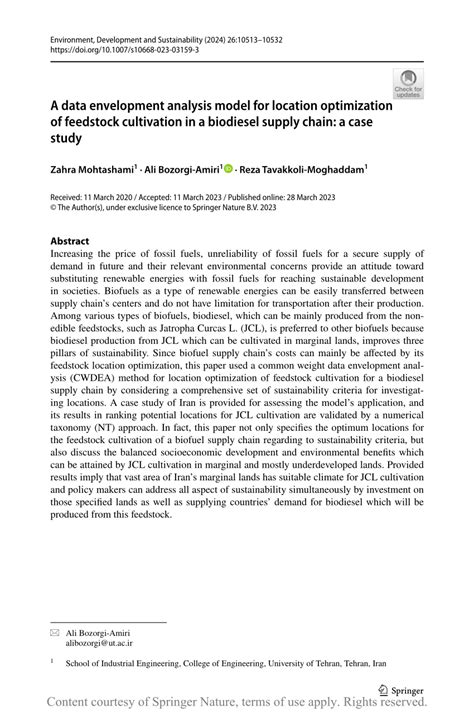 A Data Envelopment Analysis Model For Location Optimization Of Feedstock Cultivation In A