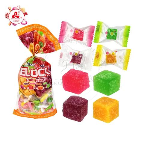 Supply Bagged Mixed Block Shape Fruits Juice Jelly Cube Soft Gummy
