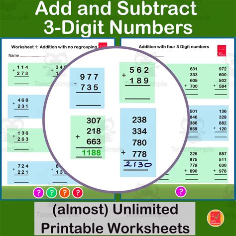 Add And Subtract Digit Numbers With And Without Regrouping By Teach Simple