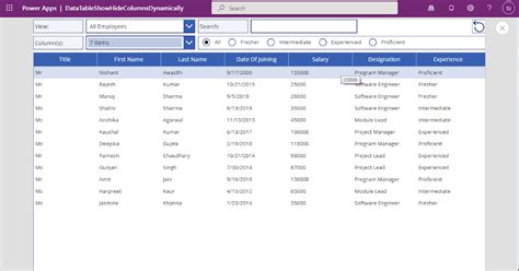 Technology With Imagination Inspiration PowerApps DataTable Show Hide Columns Dynamically