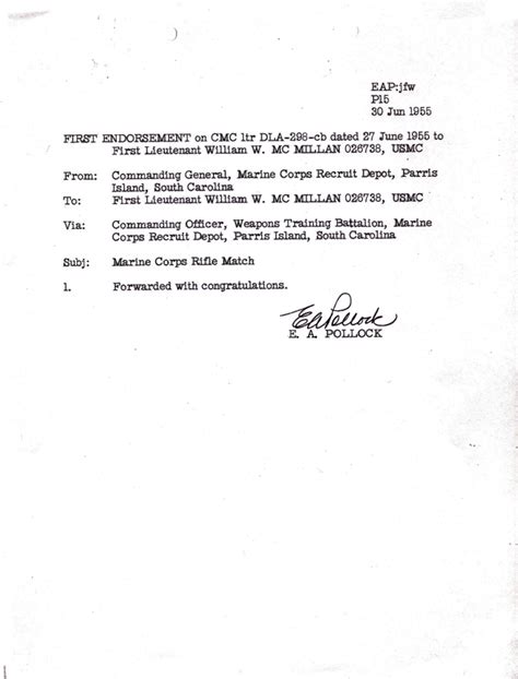 Navy Endorsement Letter Example