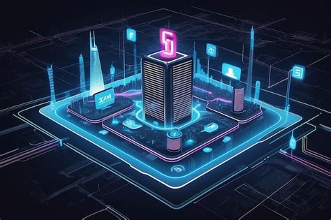5g Technology With Computer And Mobine Network Connection Line Between Building Premium Ai