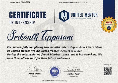 Finished Data Science Internship Srikanth Tippasani Posted On The Topic Linkedin