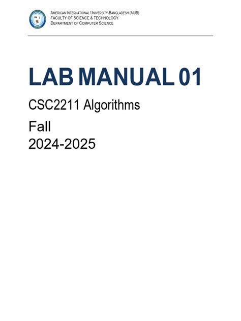 Lab 1 Manual Upload Pdf Time Complexity Algorithms