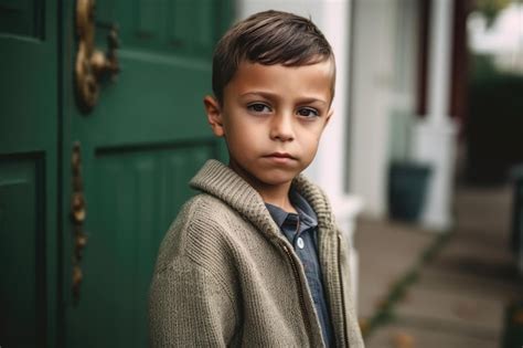 Premium Photo Shot Of A Young Boy Standing Outside