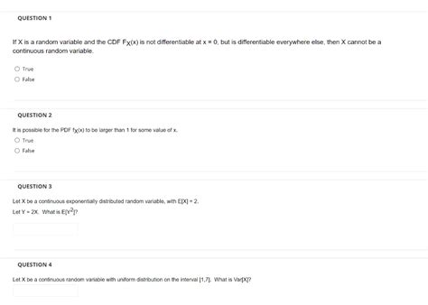 Solved Question 1 If X Is A Random Variable And The Cdf