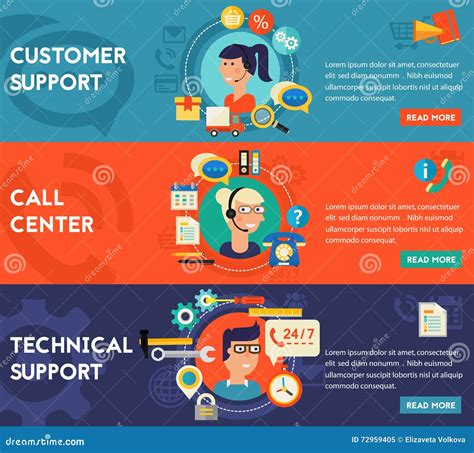 Customer And Technical Support Call Center Concept Stock Vector