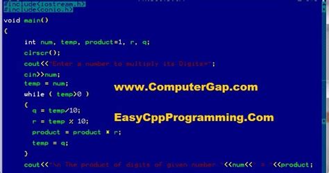 C Program To Find Product Of Digits Of Given Number C Tutorial With Basic Programs For