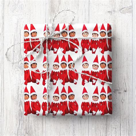 Christmas Elfs On The Shelf Wrapping Paper Red Etsy Uk