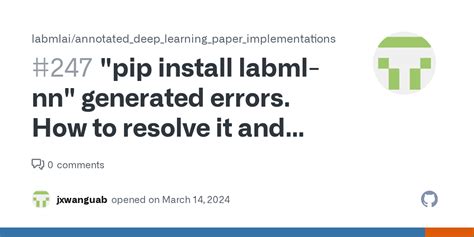 Pip Install Labml Nn Generated Errors How To Resolve It And Complete The Installation