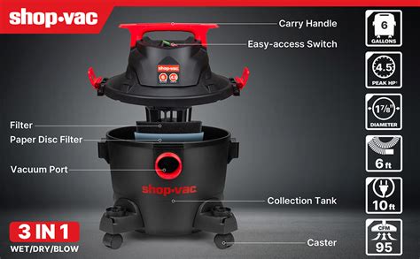 Shop Vac 6 Gallon Wetdry Vacuum 45 Peak Hp Shop Vacuum