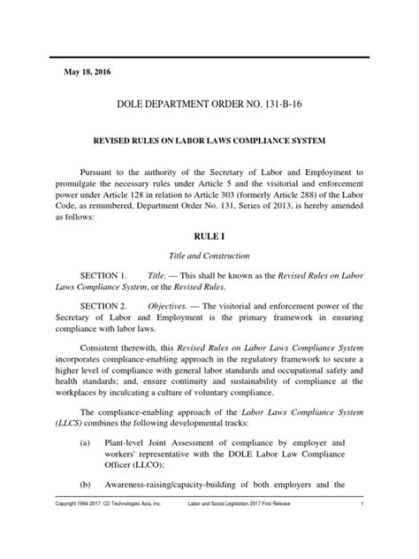 Dole Do 131 B 16 Pdf Employment Occupational Safety And Health