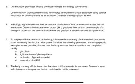 Solved All Metabolic Processes Involve Chemical Changes Chegg