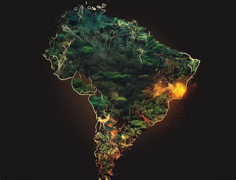 Premium Photo Map Of Amazon Jungle With Fire
