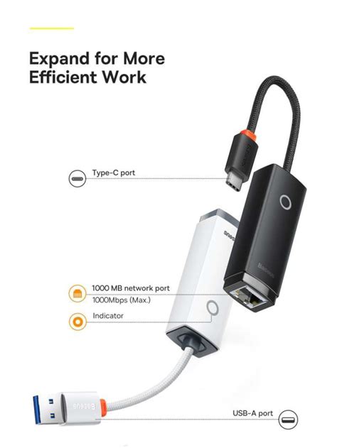 Promo Baseus Ethernet Adapter Usb Type C Lan Card Adapter To Rj45 Lan