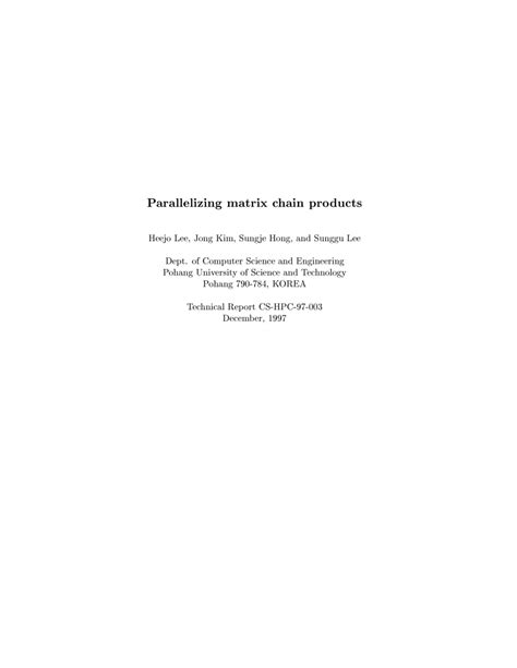 Pdf Parallelizing Matrix Chain Products