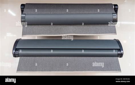 Display Stand For Modern Gray Electric Garden Awnings Samples Of Blinds For Windows In Store