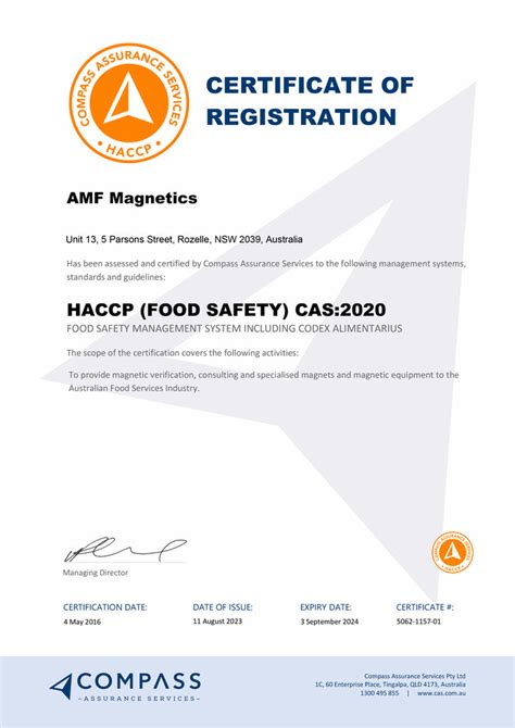 Amf Magnets Usa Haccp Certification