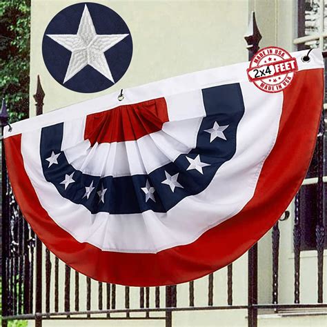 American Pleated Fan Flag Buntings For Outside 2x4 Heavy Duty Usa Patriotic Bunting