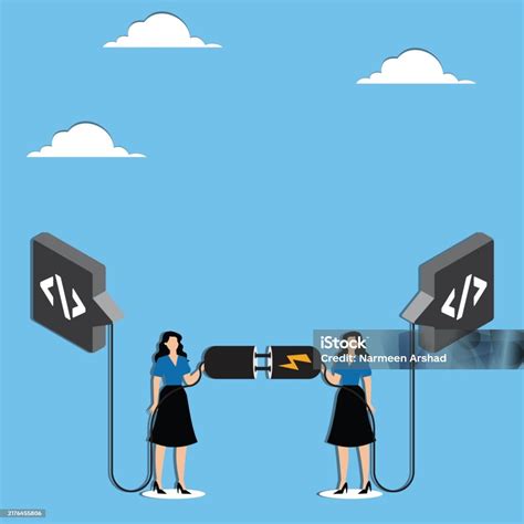 Programmer Connect Socket Between Coding Program Stock Illustration Download Image Now