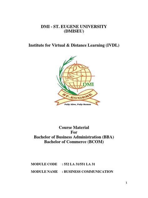 Dmi St Eugene University Dmiseu Module Code 552 La 31551 La 31 Module Name Business