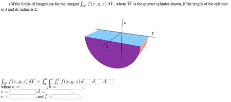 solved write limits of integration for the integral jw