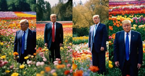 Lexica Happy Donald Trump Standing In A Beautiful Field Of Flowers