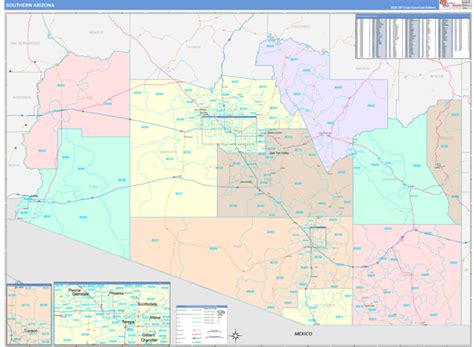 Arizona Southern Wall Map Color Cast Style By Marketmaps Mapsales
