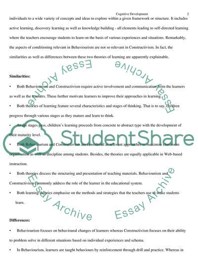 Cognitive Development Assignment Example Topics And Well Written Essays 1500 Words