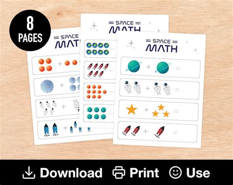 8 Space Themed Math Worksheets Basic Addition And Subtraction