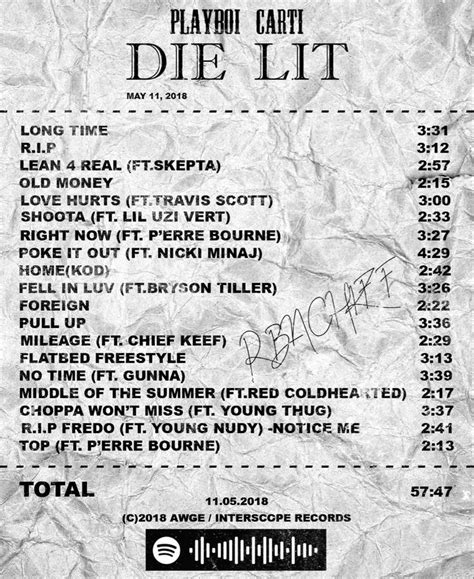 Playboi Carti Die Lit Tracklist