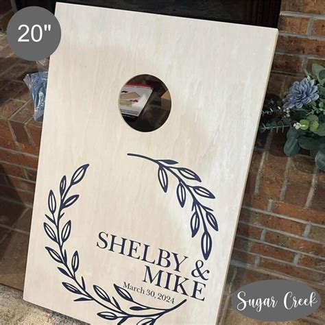 Cornhole Decals Split Wreath With Names Wedding Cornhole Anniversary