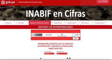Inabif Implementa En Su Portal Un Reporte De Intervenciones Para