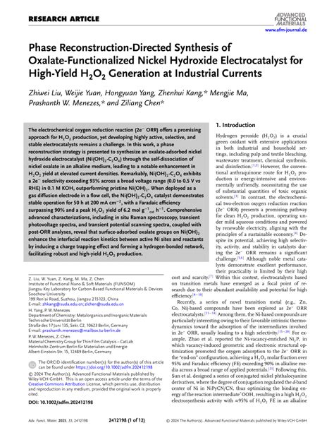 Pdf Phase Reconstruction‐directed Synthesis Of Oxalate‐functionalized